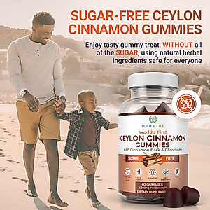Sugar-Free Ceylon Cinnamon Gummies (2,000mg/Serving) Joint Pain Support Cinnamon Supplement & Brain Health, Vegan, Gluten-Free, Replace Ceylon Cinnamon Capsules, Pills, Powder Extract 60 Chews
