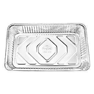 Aluminum Pans Full Size, Large Disposable Roasting & Baking Pan, 21"x13" Deep Foil Pans (50 Pack) Extra Heavy Duty Chafing Trays for Hotels, Restaurants, Caterers, Steam Table, Buffets & Bakeware