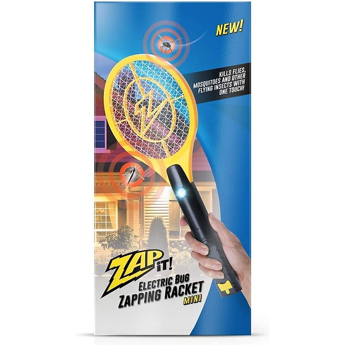 Zap It! Mini Bug Zapper - Rechargeable Mosquito, Fly Killer and Bug Zapper Racket - Flies Killer Indoor - 4,000 Volt - USB Charging, Super-Bright LED Light to Zap in The Dark - Safe to Touch