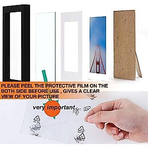 AINAHYVA Picture Frames 8x10 Picture Frame Set of 3, Made of High Definition Plastic Glass for 5x7 with Mat or 8x10 Without Mat, Table Top and Wall Mounting Decor, Pre-Installed Wall Mounting Hardware (Black)
