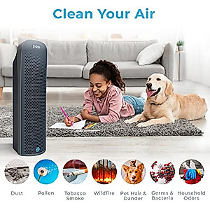Pure Enrichment® PureZone™ Elite True HEPA Large Room Tower Air Purifier with Air Quality Monitor, 4 Stage Filtration and UV-C Light, Helps Destroy Bacteria, Smoke, Pollen & Dust (Graphite)