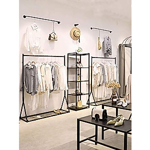 FONECHIN Industrial Pipe Clothing Rack for Clothing Display, Heavy Duty Garment Rack for Bedroom Retail Boutique Use (59" L)