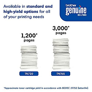 Brother Genuine Standard Yield Toner Cartridge, TN730, Replacement Black Toner, Page Yield Up To 1,200 Pages, Amazon Dash Replenishment Cartridge,1 Pack