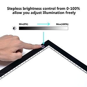 AGPtek New A4 LED Artcraft Tracing Light Pad Extra Large Active Area Ultra-Thin Stepless Brightness Control Tatoo Pad Animation, Sketching, Designing, X-ray Viewing W/USB Adapter (PSE Approval)
