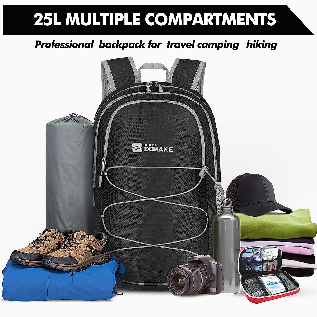 ZOMAKE Lightweight Packable Backpack 28L - Foldable Backpack Water-Resistant Collapsible Backpack Light Daypack for Hiking(Yellow)