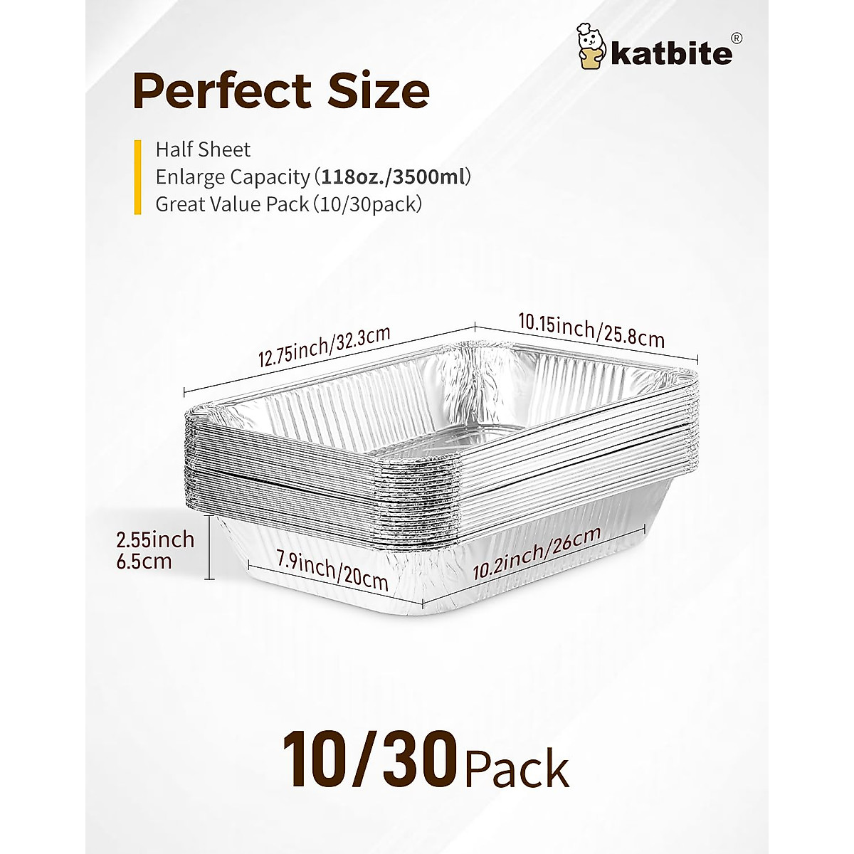 katbite Heavy Duty 9x13 Aluminum Pans (30-Pack) - Premium Disposable Deep Steam Table Foil Baking Pans for Cooking, Heating, Storing & Prepping Food