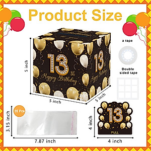 Azbuk Happy Birthday Money Gift Boxes for Cash, 13th Birthday Surprise Gift Box, 13th Birthday Gifts for Boys Girl, 13th Birthday Party Decorations Supplies（with 35PCS Bags）
