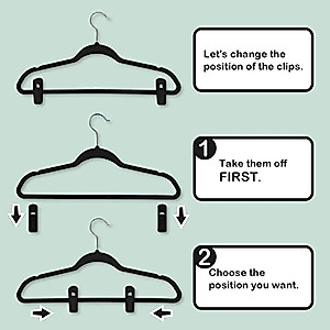 Trgowaul Velvet Hangers Clips, Pants Hangers Velvet Clips, Strong Finger Clips Perfect for Thin Velvet Hangers (40pc, Black)