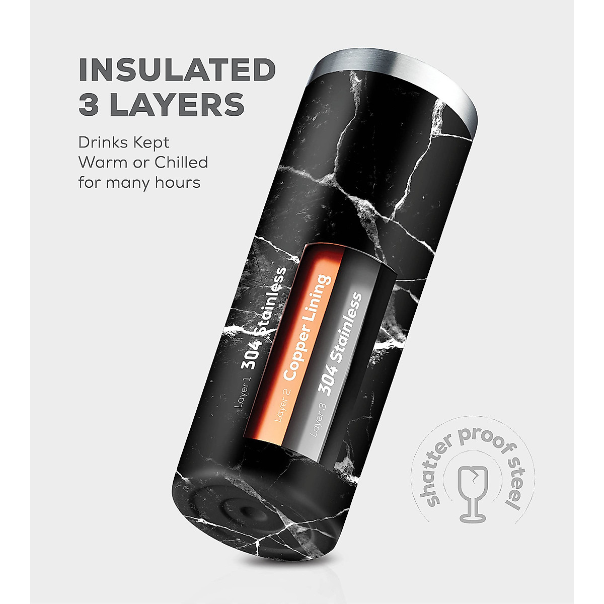 Insulated Skinny Stainless Steel Tumbler Set - 4-Pack 20oz Coffee Tumbler with Straw - Travel Coffee Mug With PBA Free Lids - Slim Vacuum Insulated Tumblers Keep Hot and Cold - Great for Home, Office.