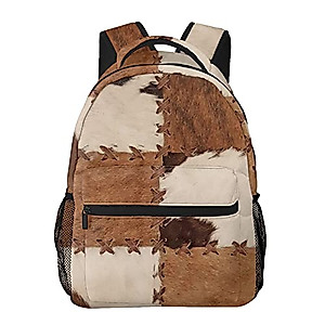 bzaxxqi Cowhide Backpack Girls Women Teens Bookbag School Bags Casual Backpack Travel Cow Print Backpacks