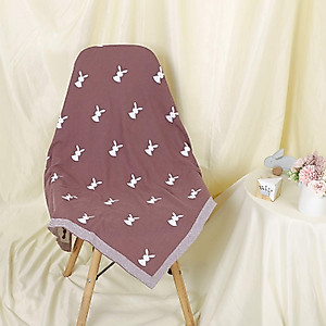 LAWKUL Baby Wrap Blanket Soft 100% Cotton Baby Blanket Knit Crib Receiving Blanket with Bunny Pattern Swaddle Cute Blanket for Babies Boy and Girl in Easter Size 40 * 30 Inches