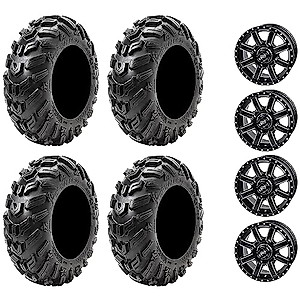Tusk Terraform ATV/UTV Tire & Wheel Kit Front 25x8-12 - Rear 25x10-12 on 4/110 Tusk Cascade Wheels 4/110 12x7 5.0 + 2.0