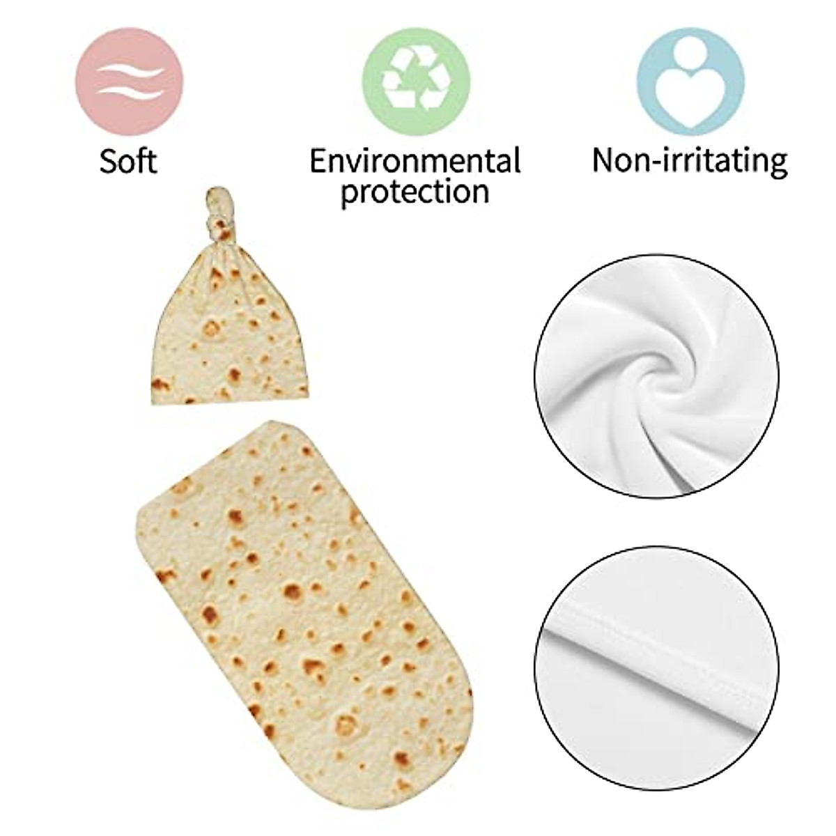 Burrito Swaddle Blanket with Hat Set, Tortilla Baby Stuff Swaddles Up New Born Soft Sleep Sacks Funny Shower for Baby Gifts Boys Girls