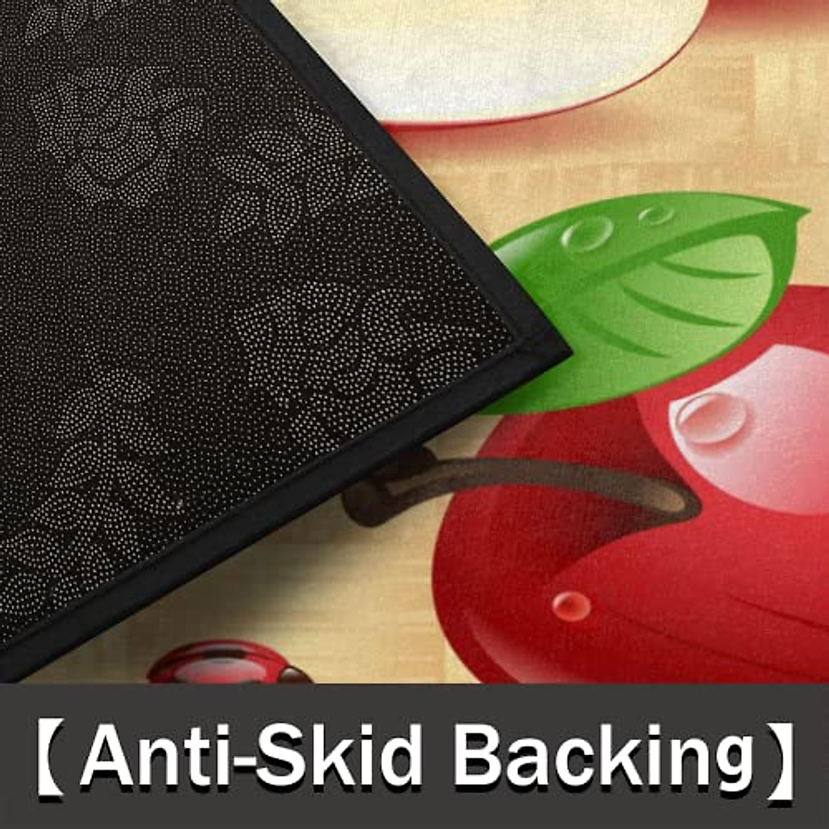 FengQuGou Red Apples Half Round Door Mat Indoor Entrance 24X36 Fruit Apple Semi Circle Floor Rug Non Slip Absorbent Bathroom Mats Half Moon Area Rugs for Kitchen Patio Fireplace Hearth Rugs