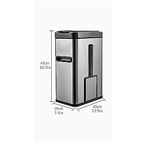 LXXSH Household Smart Induction Trash Can with Lid 7L Bathroom Trash Can with Toilet Brush and Tissue Box Stainless Steel Automatic Trash Can (Size : C)