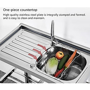 Stainless Steel Utility Sink,Single Bowl Free Standing Commercial Garage Laundry Room Indoor Outdoor Kitchen Sinks,Washing Hand Basin with Cold and Hot Water,for Farmhouse,Shop,Bathroom,Bar,Camping (