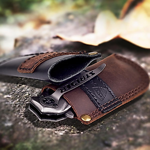 SOGCASE Leather Knife Sheath Belt Series - Durable, Well Made, Nice Leather, Easy and Quick Access to the Knife, Suitable for Most Folding Knives, Darkbrown