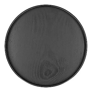 Milltrip Round Wooden Food Fruit Serving Tray Service Plate for Home Kitchen Hotel Use Black(24cm/9.4in)