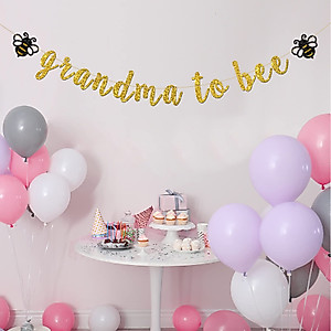 INNORU Grandma to Bee Banner, Bumble Bee Theme Baby Shower Party Decorations, New Grandmother Party, Bee Pregnant Annountanct Party Decorations, Gold Glitter