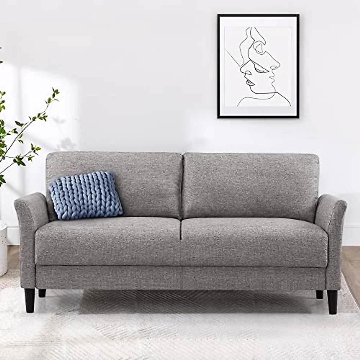 ZINUS Jackie Sofa Couch / Easy, Tool-Free Assembly, Soft Grey