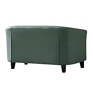 Husbedom 50 Inches Loveseat, Small Air Leather Couch for Small Spaces, Mini Sofa with Button Tufted Décor for Bedroom, Love Seats Furniture, Living Room, Bedroom, Apartment, Dorm, Grey Green