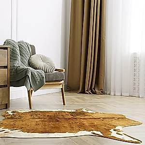Beraliy Durable Cowhide Rug, Cow Print Rugs for Bedroom, Faux Fur Animal Cow Hide Carpet for Western Decor Living Room, 3.6 x 2.3 ft, Brown