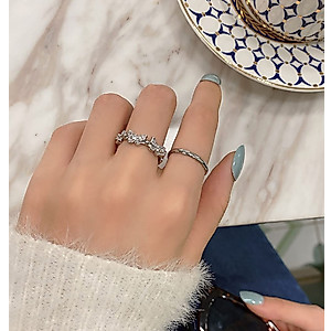 YOOESTORES82 Adjustable Butterfly Ring for Women Men, 2Pcs Couples Matching Friendship Trendy Promise Rings Set for Thumb Jewelry (Silver2)