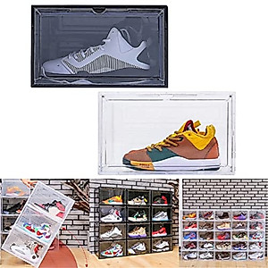 WALNUTA Clear Plastic Shoe Box with Magnetic Closure Stackable Storage Case Shoe Organizer Collection Display for Men Women (Color : B)