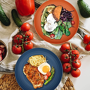 Homienly 6 PCS Deep Dinner Plates Alternative for Plastic Plates Microwave and Dishwasher Safe Wheat Straw Plates for Kitchen Unbreakable Kids Plates with 6 Colors (8 INCH)