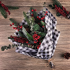 MIAHART 60 Sheets Christmas Tissue Paper 14 x 20inch Buffalo Styles White Black Plaid Gift Wrapping Tissue Paper for DIY Crafts Gift Bags Christmas New Year Party Supplies