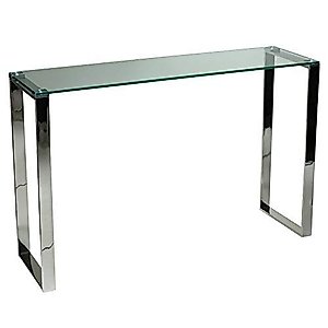 Cortesi Home Remi Contemporary Glass Console Table with Chrome Finish