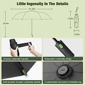 Beneunder Windproof & Lightweight Portable Travel Umbrella - Tri-fold Reverse Folding, Perfect for Wind, Rain, Car, Backpack & On-the-GO (Black)
