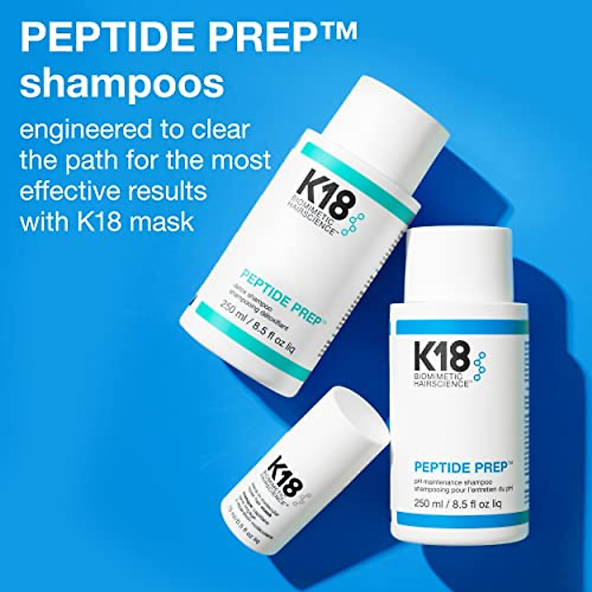 K18 PEPTIDE PREP Color Safe Detox Clarifying Shampoo -Skincare-inspired Ingredients to Nourish Hair while removing Buildup for a Clean, Healthy Hair Canvas, 8.5 fl oz