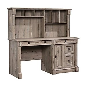 Sauder Palladia Desk with Hutch, L: 59.488" x W: 23.543" x H: 56.496", Split Oak Finish