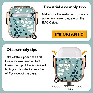 TATOFY for AirPod 2 case, AirPod case with Lock, AirPods 1st & 2nd Case for Women Men (Cyan)