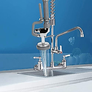 TCEUMIK Pre Rinse Spray Valve Commercial Sink Faucet Sprayer Head Dish Sprayer Nozzle with Handle Grip Assembly Replacement Kit of Restaurant Industrial Faucets 1.42 GPM High-Pressure Chrome Finished