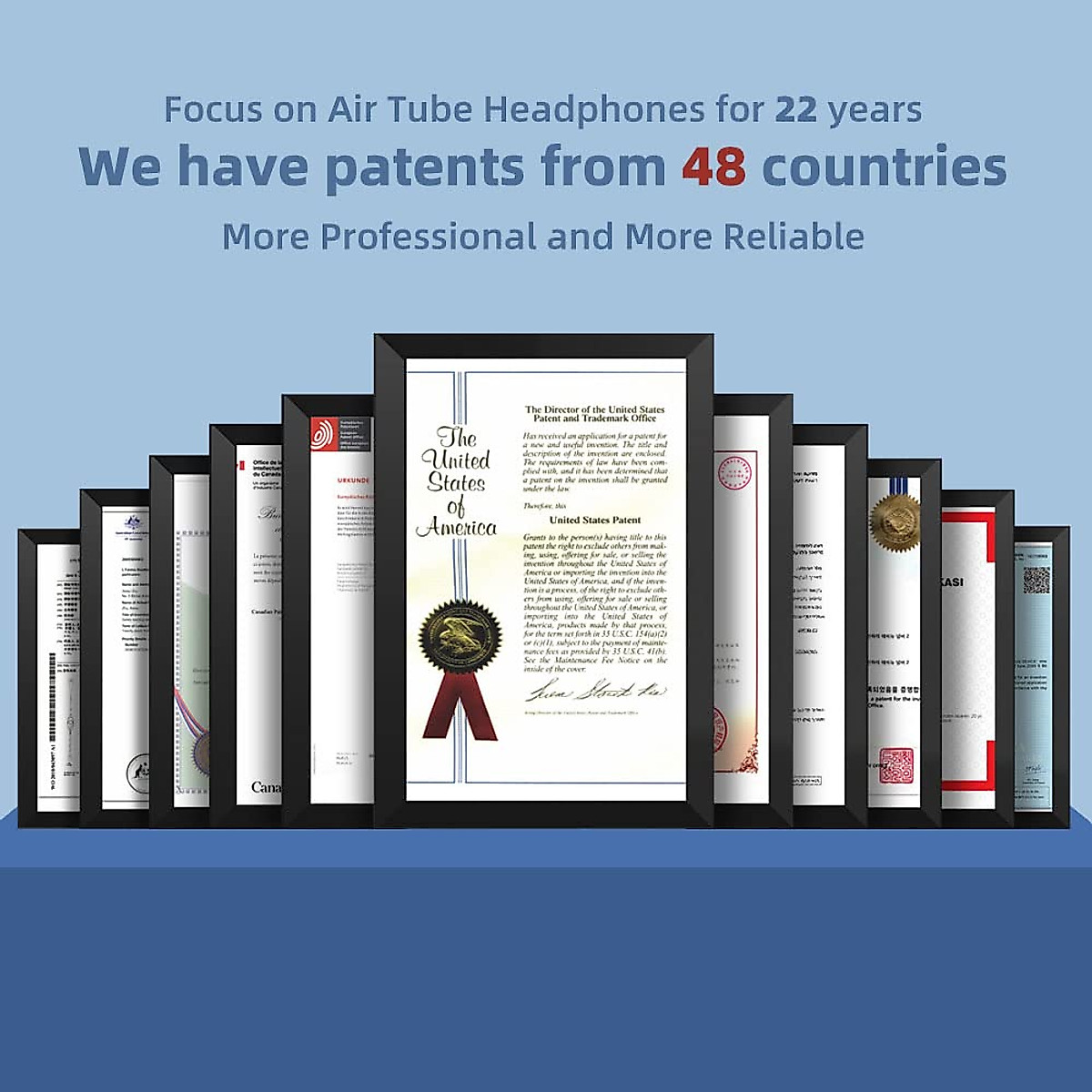 ibrain Air Tube Headphones EMF Free Airtube Earbuds Wired with Patented Air Tube Technology for Safe Listening Mode Air Tube Headset Noise Isolating in-Ear Earbud with Mic - Gold