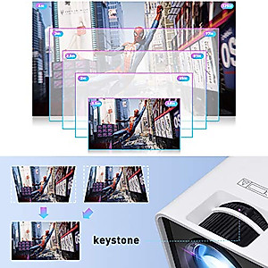 Mini Portable Projector with WiFi and blueooth ,Video Projector,2022 Upgrade 1080P HD Projector,50,000Hrs LED Lamp Life, Built in HI-FI Speakers Compatible with HDMI, VGA, TF, AV ,USB＆Conversion Plug