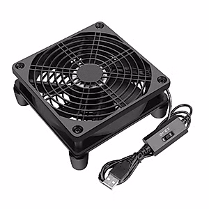 Qirssyn USB Computer Fan Quiet, 5V Powered Fan with Speed Controller for Router Modem Receiver DVR Xbox TV Box Cooling