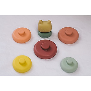 Luminous Baby Stacking and Nesting Toy, Soft Building Stacker, Teether and Squeeze Play, Montessori Early Educational Learning, Best for Boys and Girls, Teething Toy (Kitty cat)