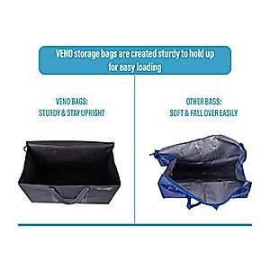 VENO 8 Pack Extra Large Moving Storage Bags with Zippers, Foldable Heavy-Duty Tote for Space Saving, Alternative to Moving Boxes, Packing Supplies, Plastic Storage Bins (Dark Gray - Set of 8)