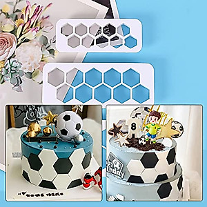 9 Pcs Cookie Cutter Plastic Cake Fondant Cutter Hexagons Cake Decorating and Squares Cake Molds for Baking