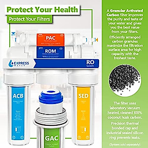 Express Water – 10 Pack Granular Activated Carbon GAC Water Filter Replacement – 5 Micron – 10 inch – Under Sink and Reverse Osmosis System