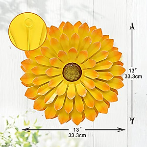 Goodeco Metal Wall Art Flowers - Sunflower Gifts for Women- Large Iron Floral Wall Decor for Balcony/Patio/Porch/Office/Bedroom/Living Room,Best Wall Decor Gift idea 13" (3pack)