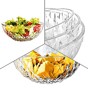ZOOFOX Set of 4 Salad Bowls, Acrylic Mixing and Serving Bowls for Fruit, Salad, Popcorn, Chips, Dips, Condiments, Party Snack and More