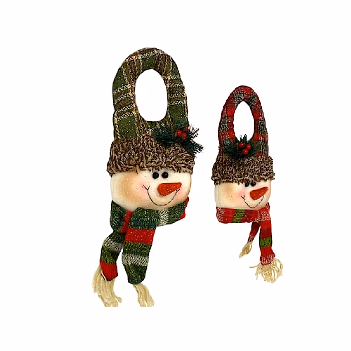 S/2 Snowmen Door Knob Wall Room Hangers Soft Plush Fabric Christmas Winter Holiday Decorations Home Business (Snowmen Hangers)