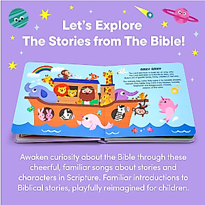 Bible Stories Sound Book - 6 Bible Songs - Christian Easter Gifts for Kids - Christening, Baptism Gifts for Boys, Girls - Religious Toys, Interactive Music Books for Toddlers - Easter Basket Stuffer