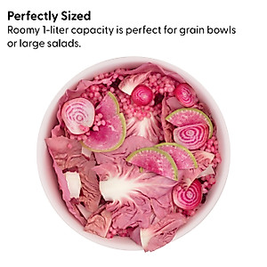 W&P Porter Plastic Bowl Lunch Container w/ Protective Non-slip Exterior, Cream 1 Liter | Lid & Snap-tight Silicone Strap | Food Storage, Bento Box, Meal Prep | BPA-Free Plastic