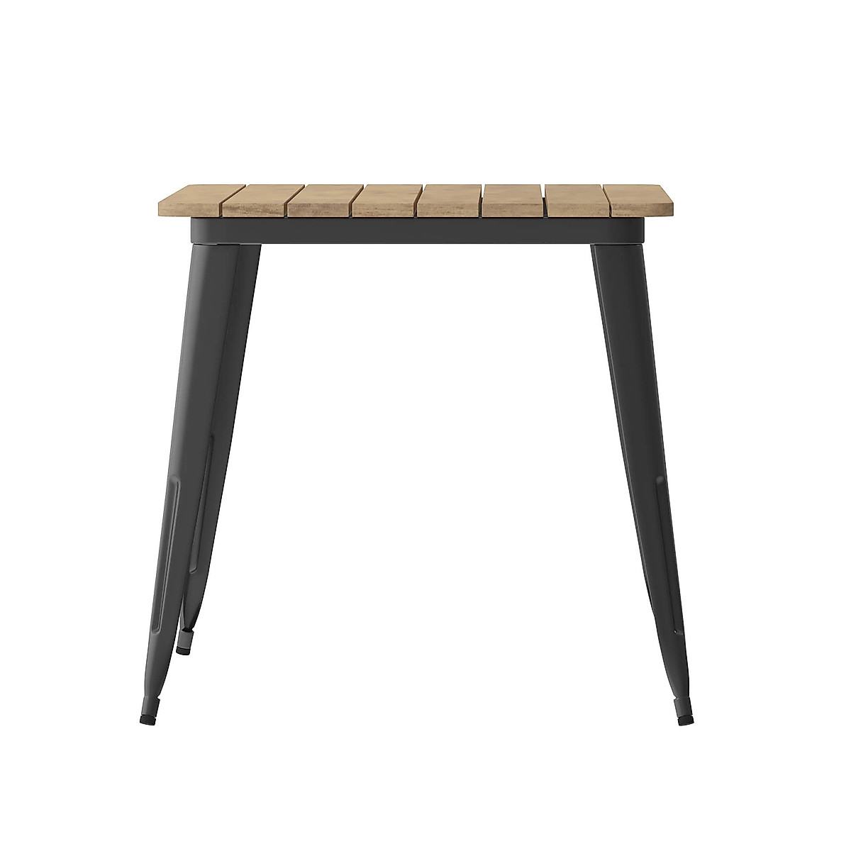 Flash Furniture Declan Commercial Outdoor Dining Table with Umbrella Hole, All Weather Poly Resin Top and Steel Base, 30" x 60", Brown/Black