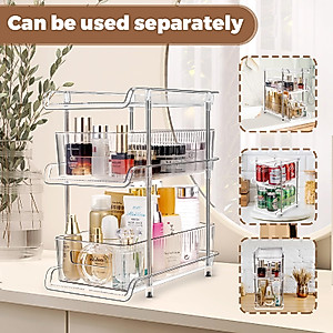 XINYA BAO 3 Tier Clear Bathroom Organizer | Multi-Purpose Pull-Out Pantry Storage | Under Sink Closet Organizers | Vanity Skincare Cosmetic Medicine Bins